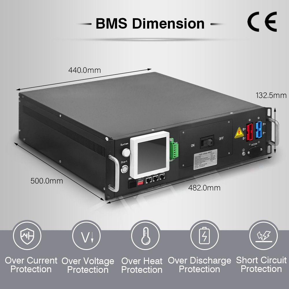 3 ระดับโครงสร้างเรเล่ BMS ระบบจัดการแบตเตอรี่แสงอาทิตย์ 480V DC 63A